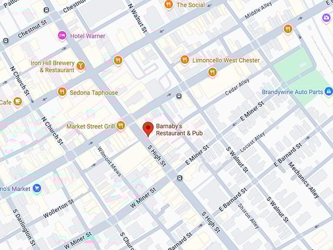 barnaby's restaurant & pub map