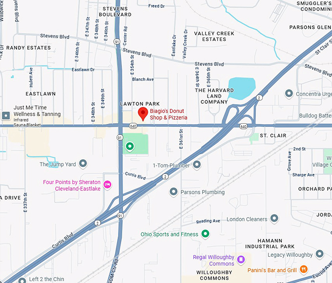 16. biagio's donut shop & pizzeria map