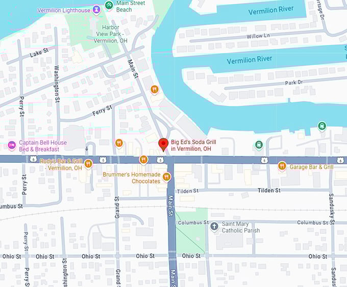 16. big ed's soda grill in vermilion, oh map