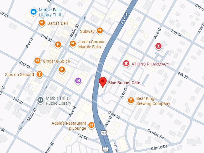 16. blue bonnet cafe map