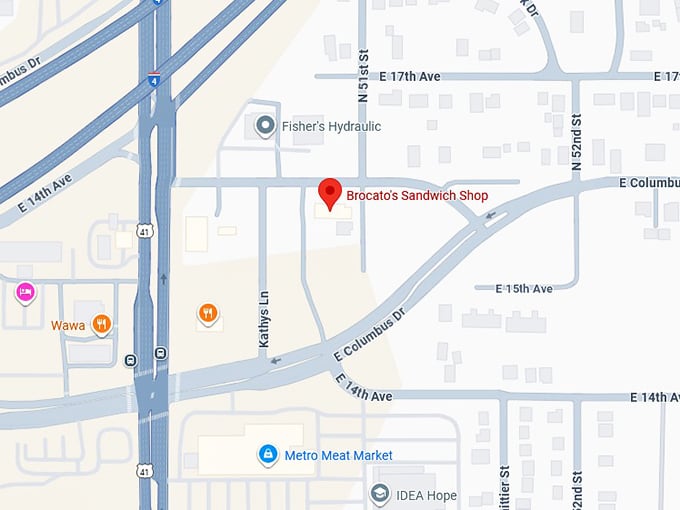 16. brocato’s sandwich shop map