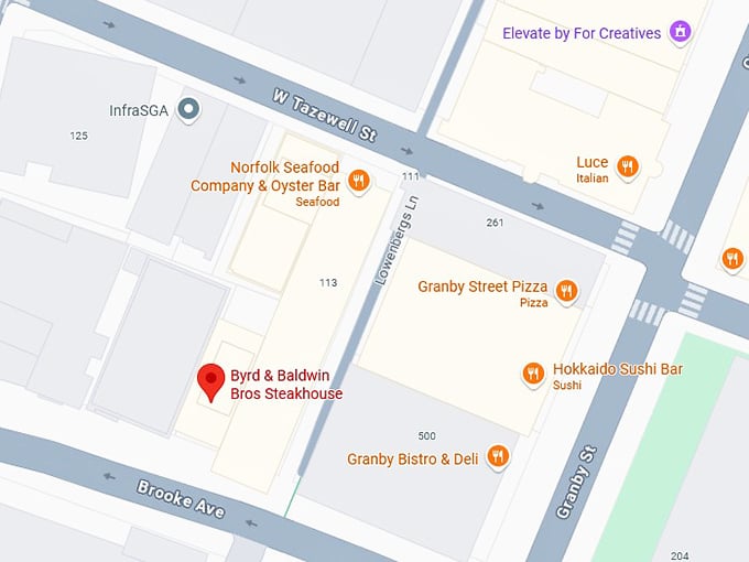 16. byrd & baldwin bros steakhouse map