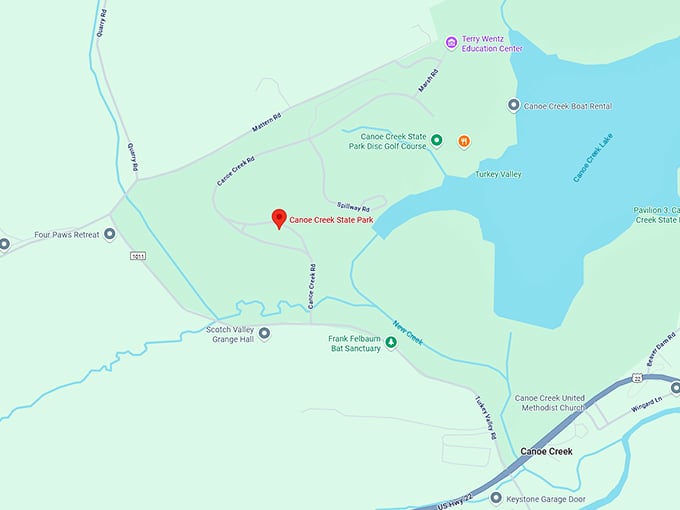 16. canoe creek state park map