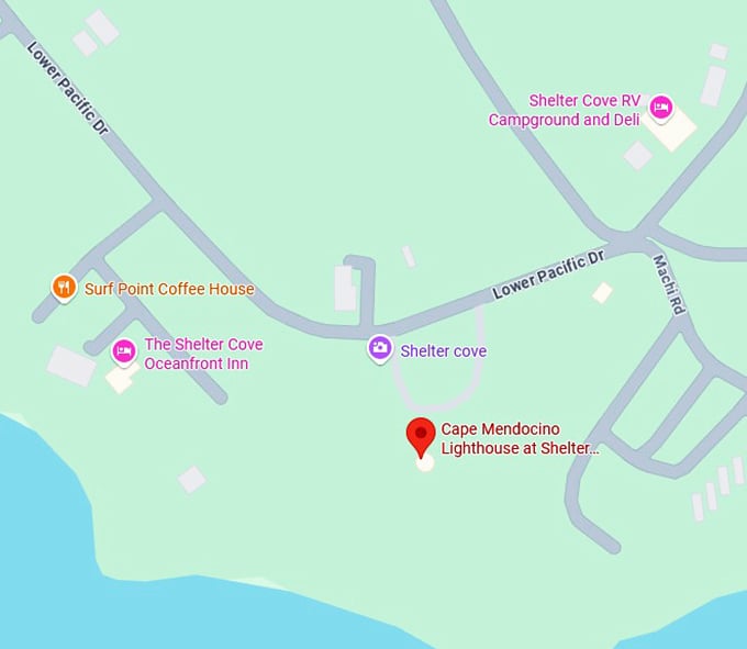 16. cape mendocino lighthouse at shelter cove map