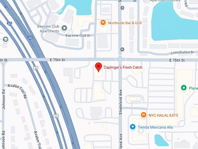 16. caplinger's fresh catch (7460 shadeland ave) map