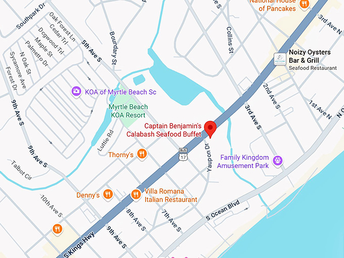 16. captain benjamin's calabash seafood buffet (401 s kings hwy) map
