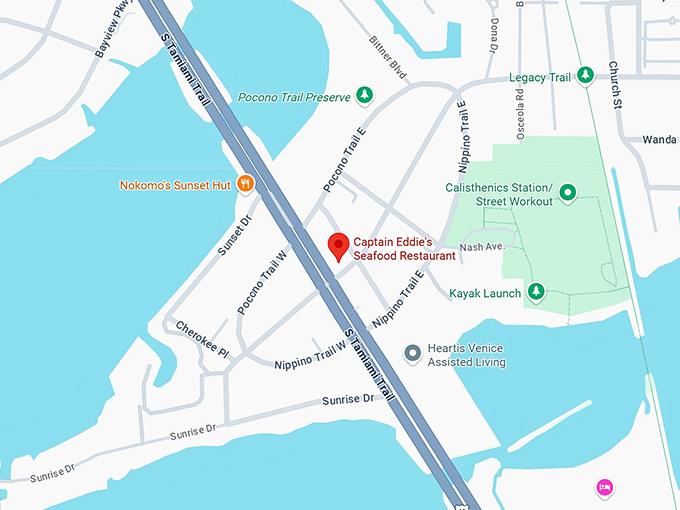 16. captain eddie’s seafood restaurant map