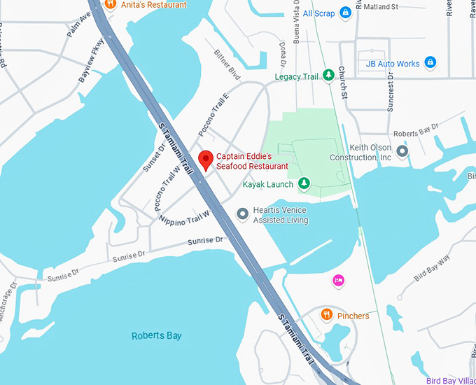 16. captain eddie’s seafood restaurant map