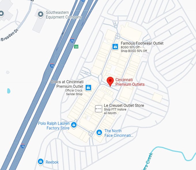 16. cincinnati premium outlets map