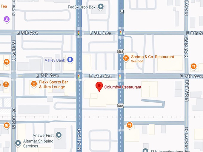 16. columbia restaurant (2117 e 7th ave) map