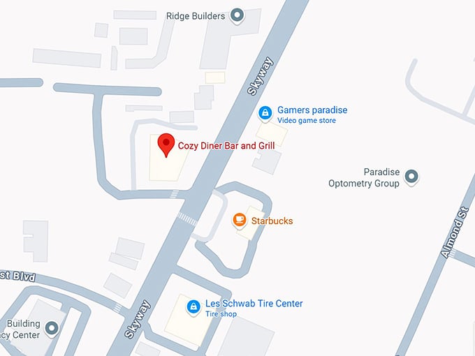 16. cozy diner bar and grill map