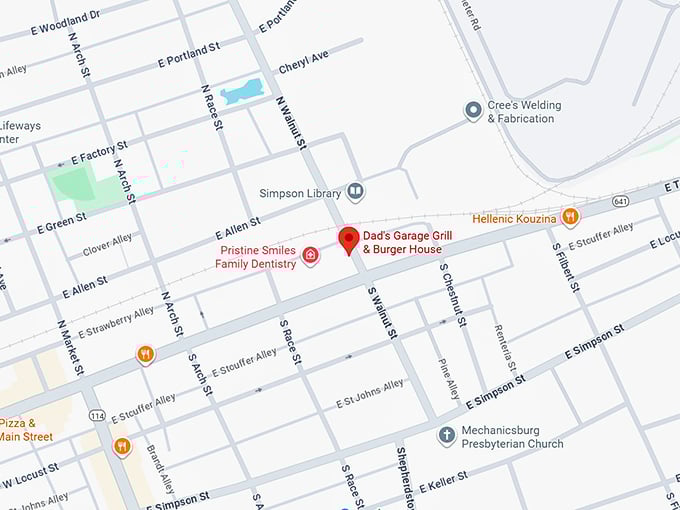 16. dad’s garage grill & burger house map