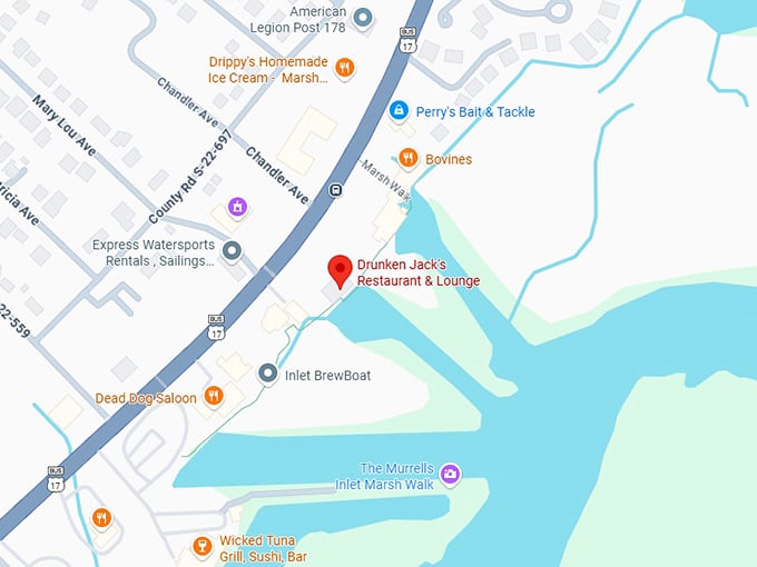 16. drunken jack’s restaurant & lounge map