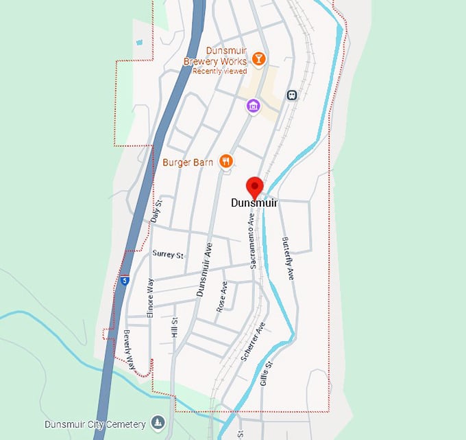 16. dunsmuir, california map