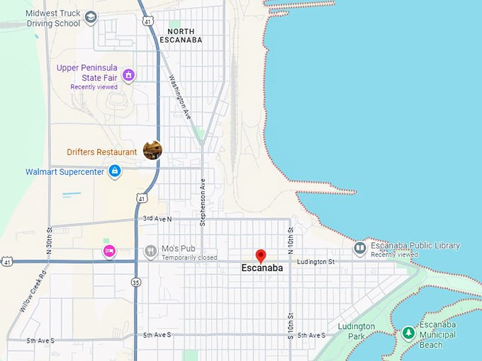 16. escanaba mi map