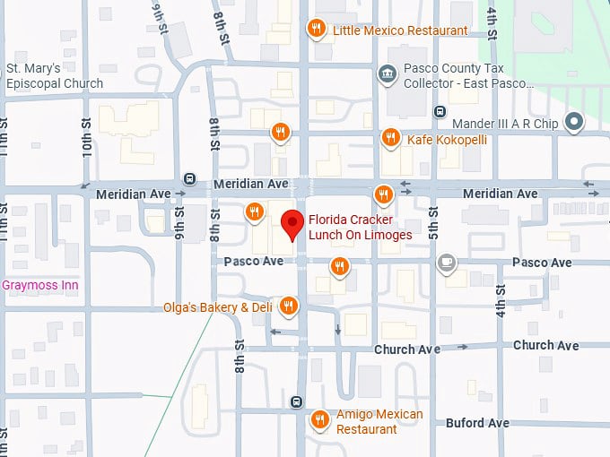 16. florida cracker lunch on limoges map