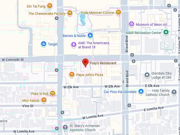 16. foxy's restaurant map
