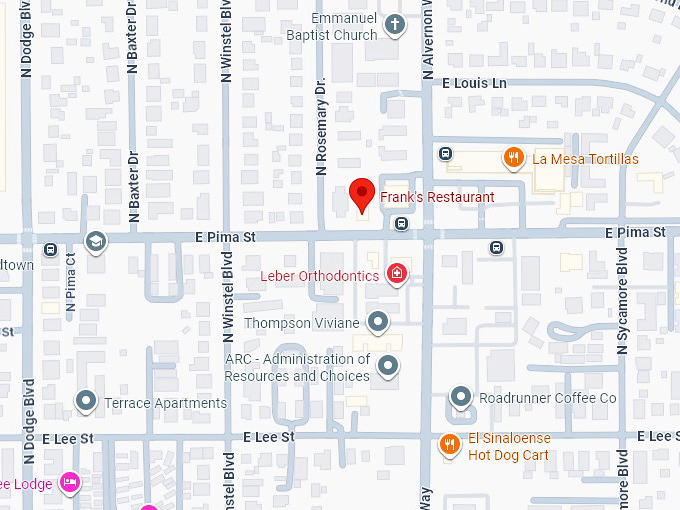 16. frank’s restaurant map