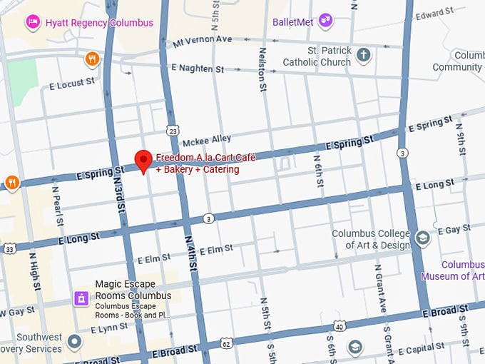 16. freedom a la cart café + bakery + catering map