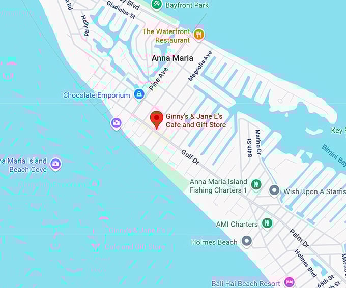 16. ginny's & jane e's cafe and gift store map