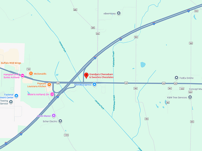 16. grandpa’s cheesebarn & sweeties chocolates map