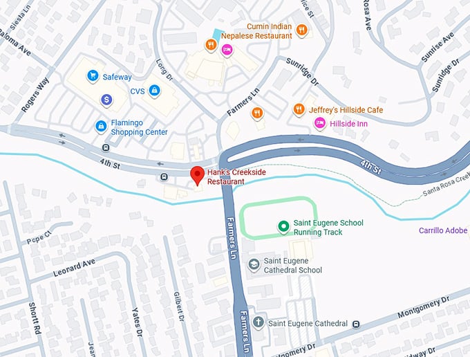16. hank's creekside restaurant map