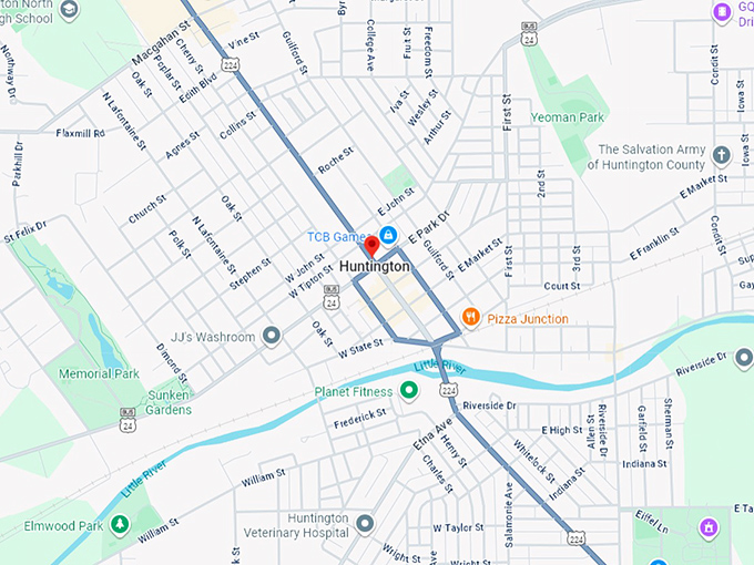 16. huntington, in map