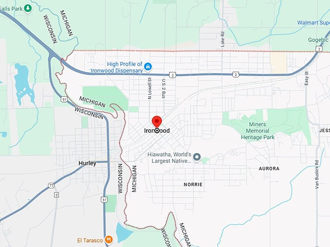 16. ironwood, mi map
