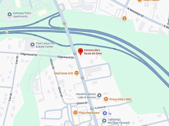 16. kernersville's route 66 diner map