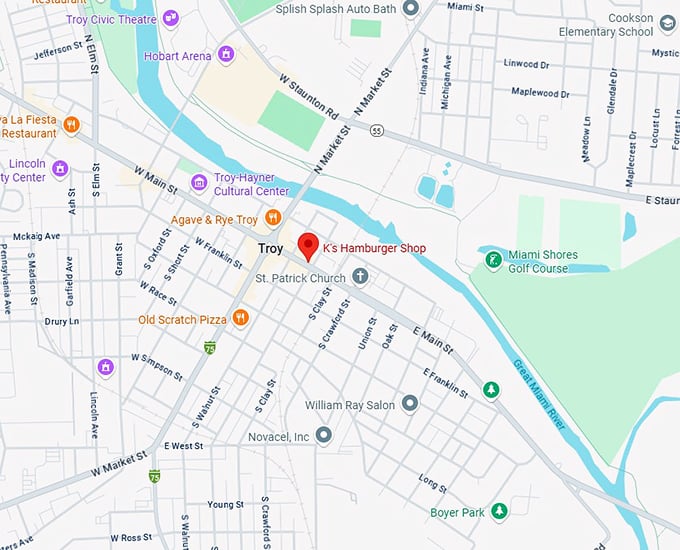k's hamburger shop map