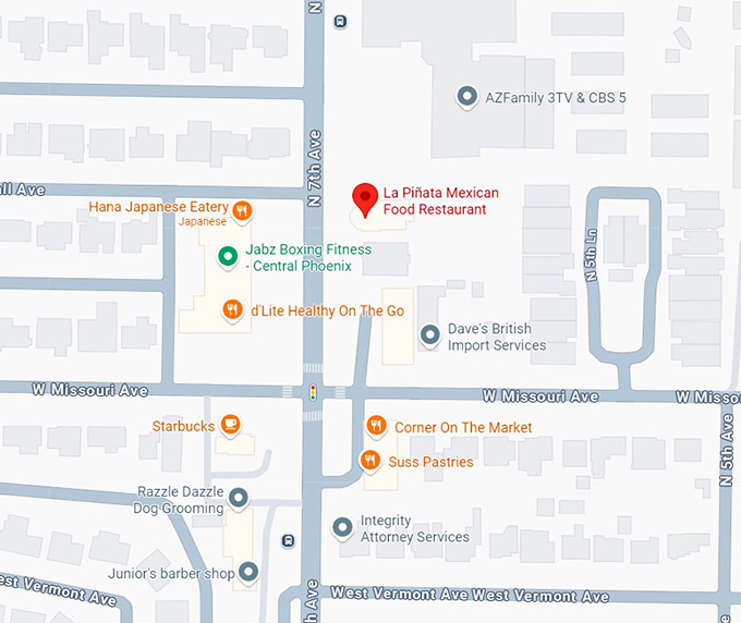 16. la piñata mexican food restaurant map