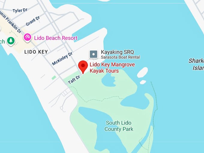 16. lido key mangrove kayak tours map