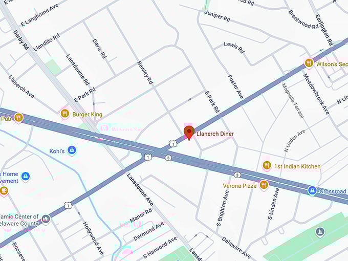 16. llanerch diner map