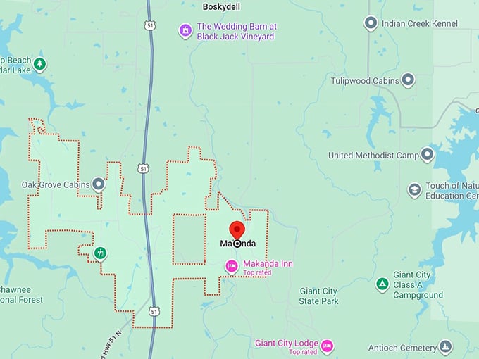 16. makanda, il map