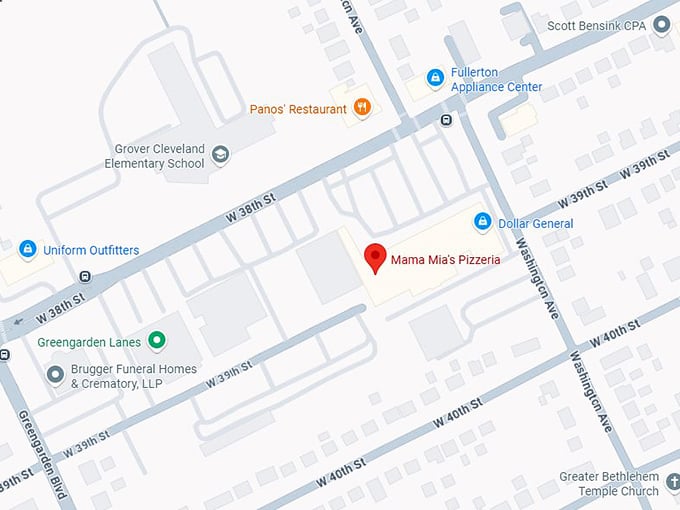 16. mama mia’s pizza map