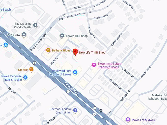 new life thrift shop map