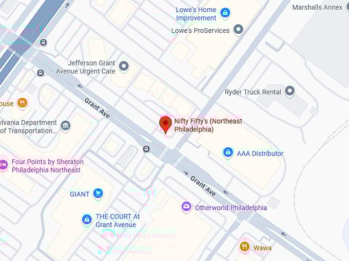 16. nifty fifty's (northeast philadelphia) map
