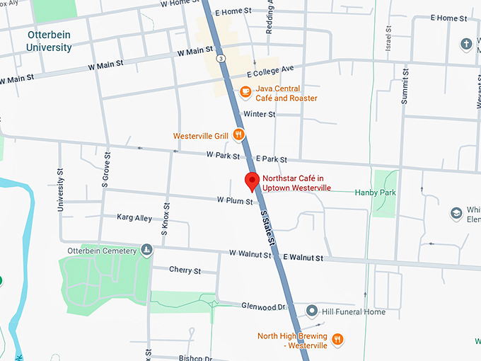 northstar café in uptown westerville map
