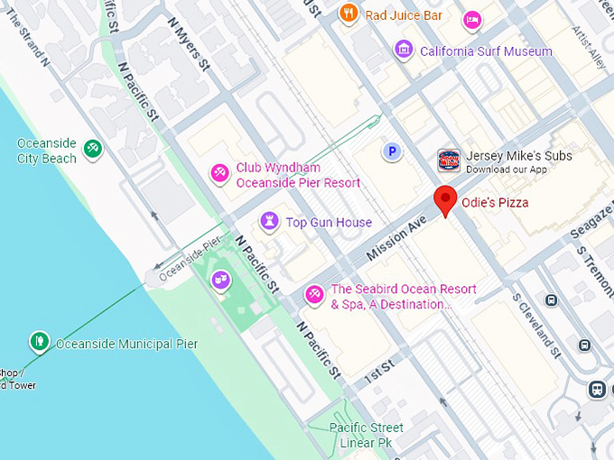 16. odie’s pizza co. map