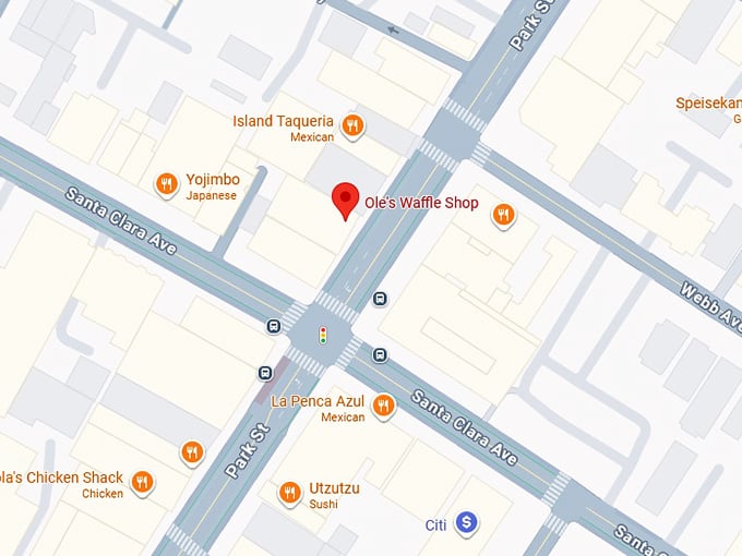 16. ole's waffle shop map