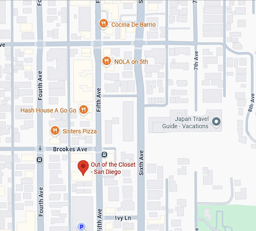 16. out of the closet san diego map