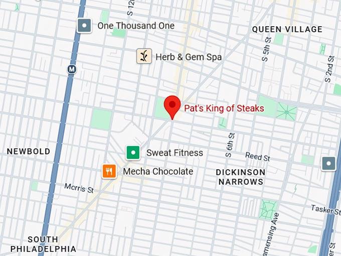 16. pat’s king of steaks map