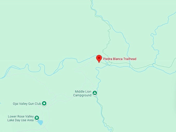 16. piedra blanca trailhead map