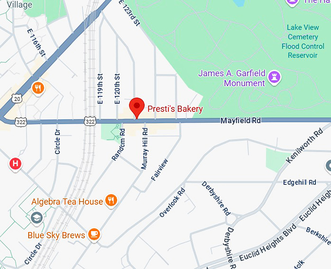 16. presti’s bakery (pastries in little italy) map