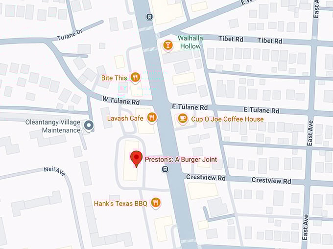 16. preston's a burger joint map