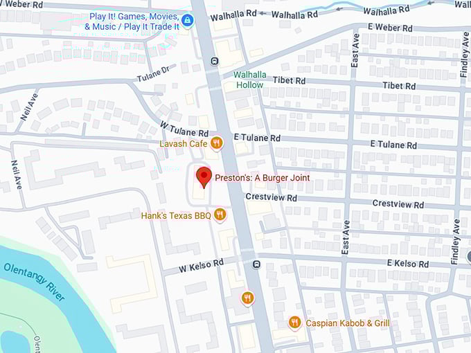 16. preston's a burger joint map