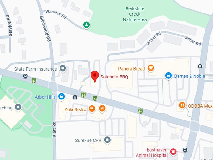 satchel's bbq map