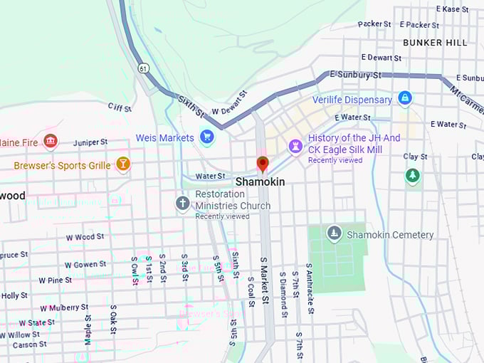 16. shamokin, pennsylvania