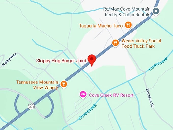 16. sloppy hog burger joint map