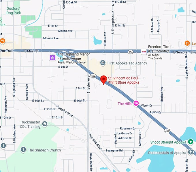 st. vincent de paul thrift store apopka map